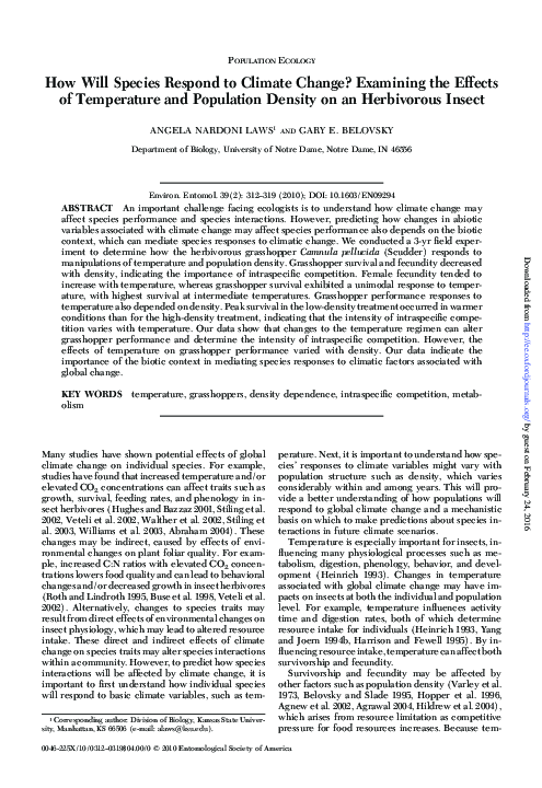 (PDF) How Will Species Respond to Climate Change? Examining the Effects ...