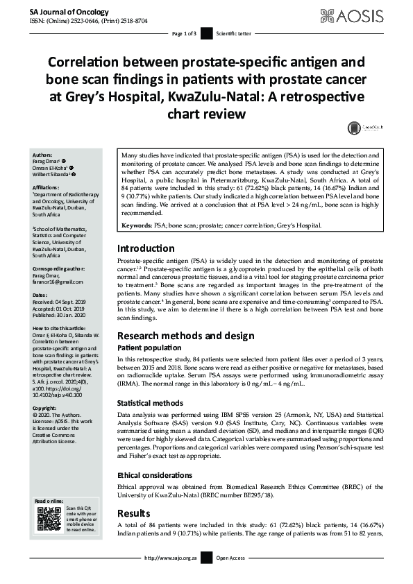 (PDF) Correlation between prostate-specific antigen and bone scan ...