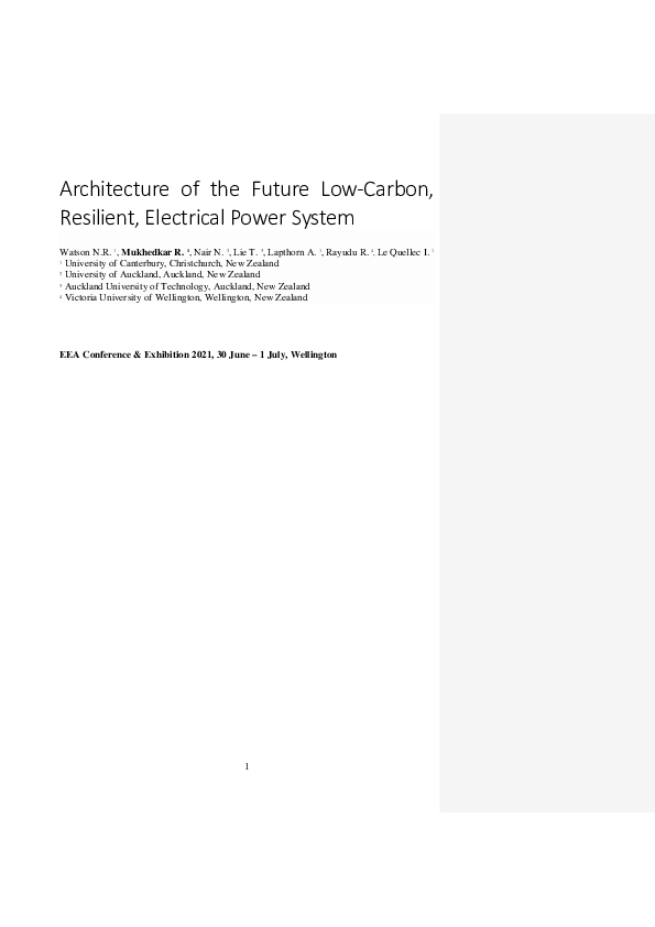 (PDF) Architecture of the Future Low-Carbon, Resilient, Electrical ...