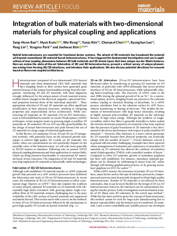 (PDF) Integration of bulk materials with two-dimensional materials for ...