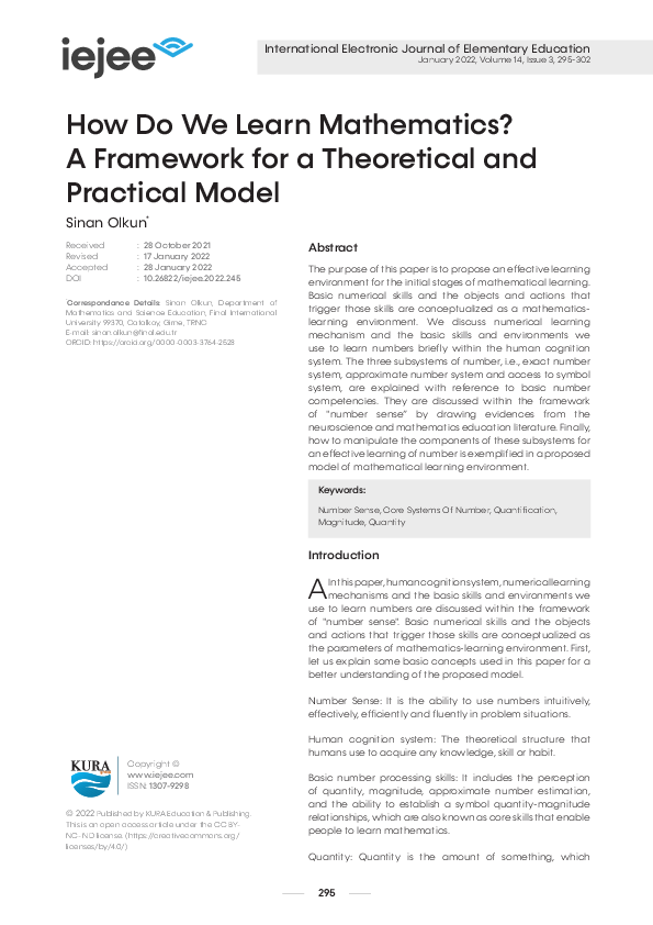 (PDF) How Do We Learn Mathematics A Framework for a Theoretical and ...