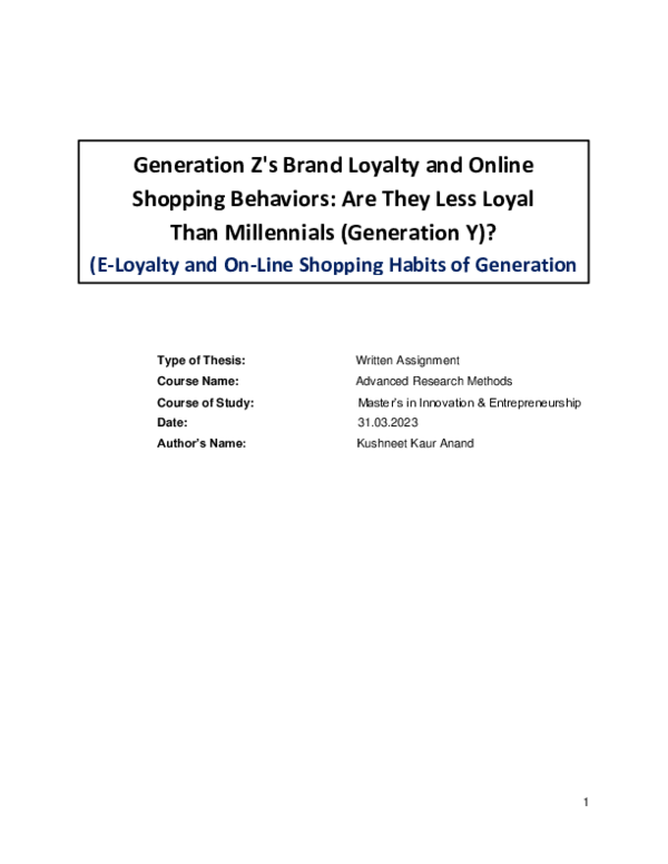(PDF) Generation Z's Brand Loyalty and Online Shopping Behaviors: Are ...