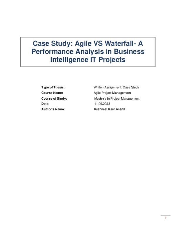 (PDF) Case Study: Agile VS Waterfall-A Performance Analysis in Business Intelligence IT Projects