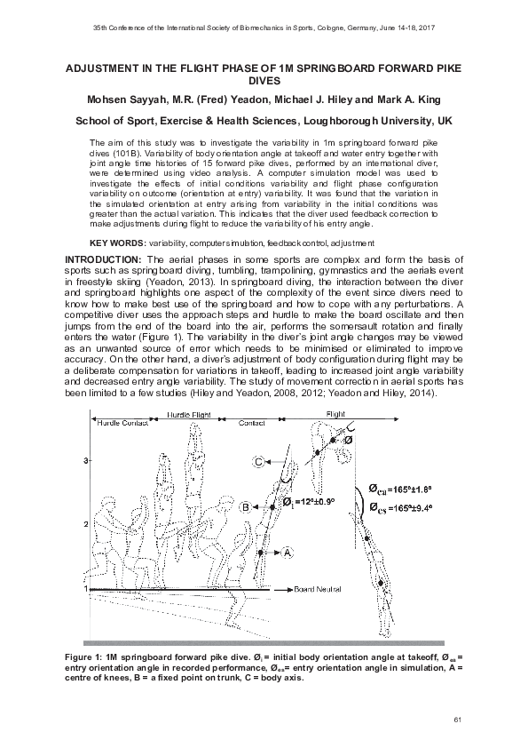 (PDF) Adjustment in the Flight Phase of 1M Springboard Forward Pike Dives