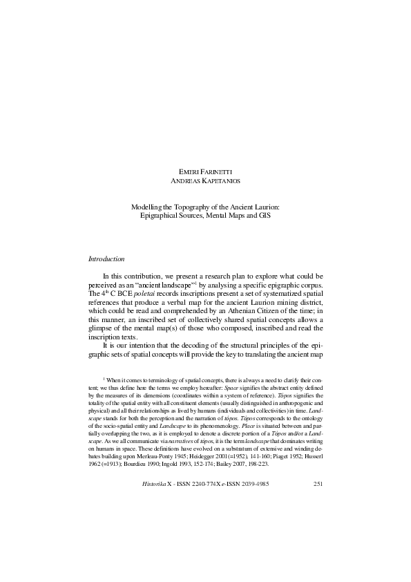 (PDF) Modelling the Topography of the Ancient Laurion: Epigraphical ...