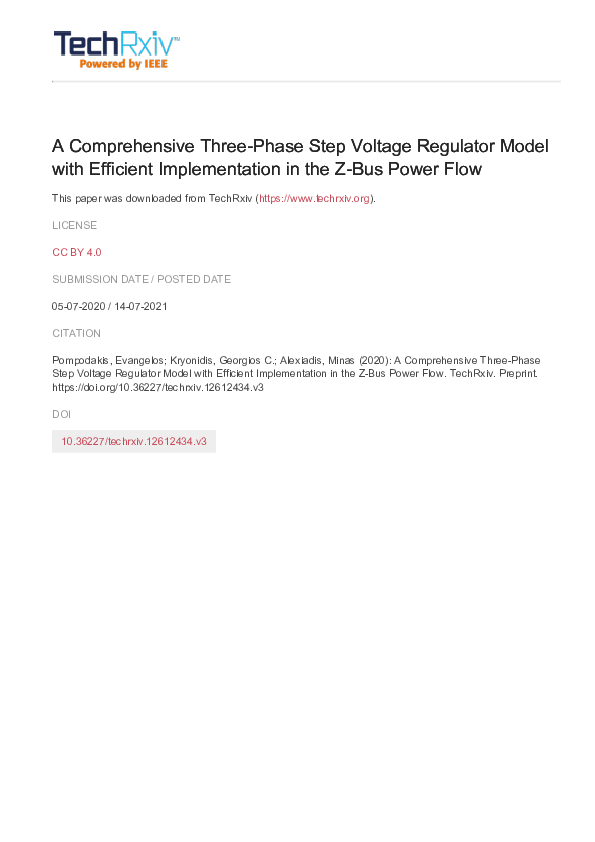 (PDF) A comprehensive three-phase step voltage regulator model with ...