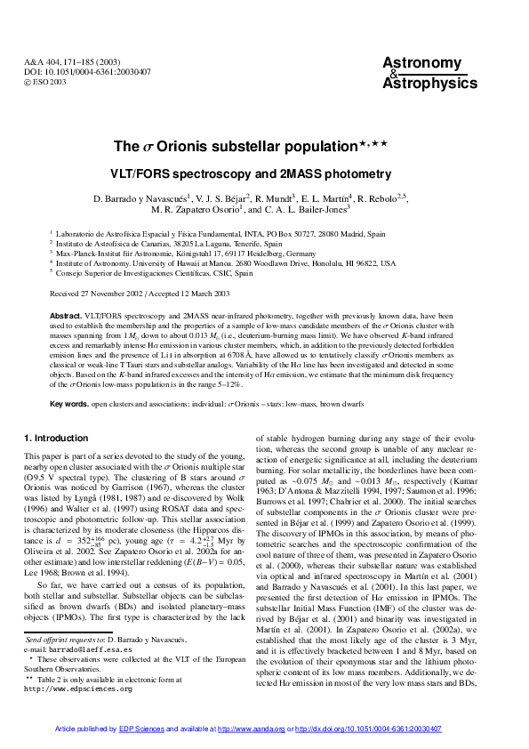 (PDF) Theσ Orionis substellar population