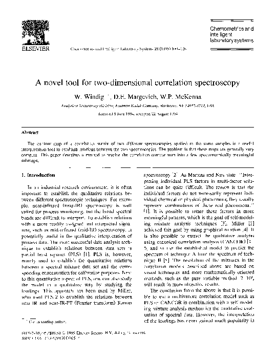 (PDF) A novel tool for two-dimensional correlation spectroscopy