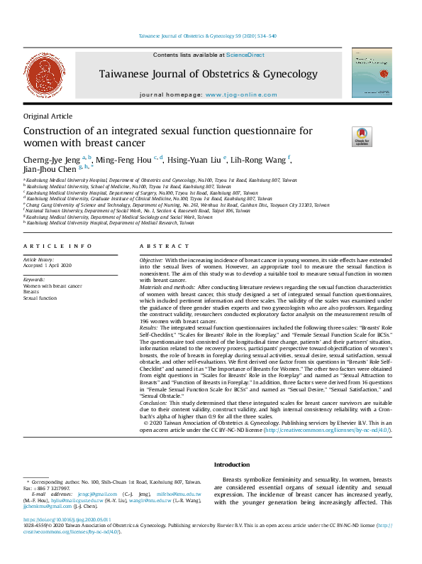 (PDF) Construction of an integrated sexual function questionnaire for ...