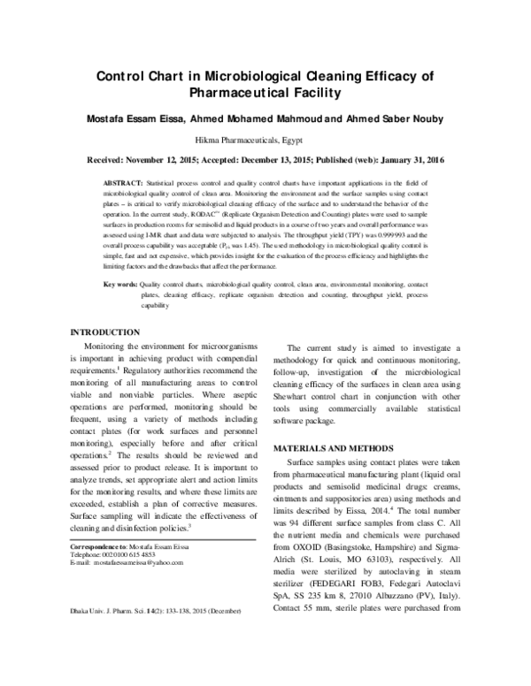 (PDF) Control Chart in Microbiological Cleaning Efficacy of Pharmaceutical Facility