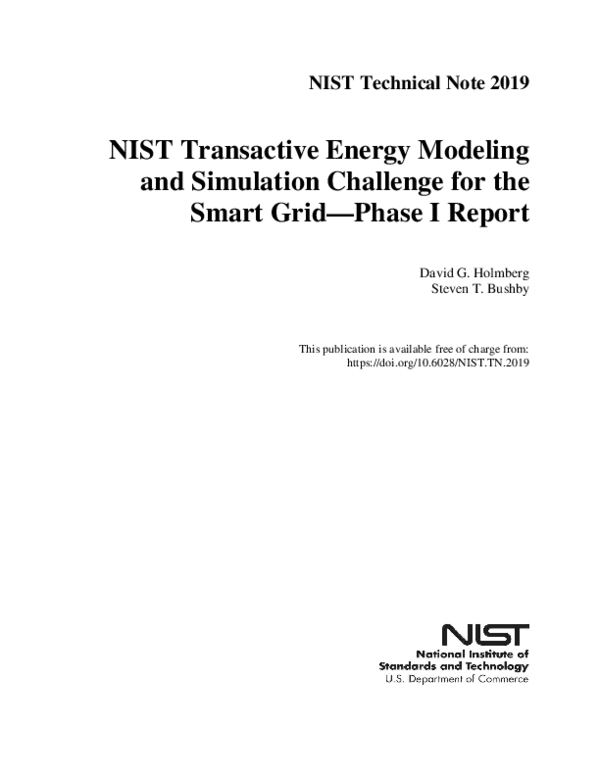 (PDF) NIST transactive energy modeling and simulation challenge for the smart grid phase I report