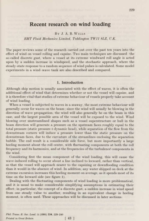 (PDF) Recent research on wind loading