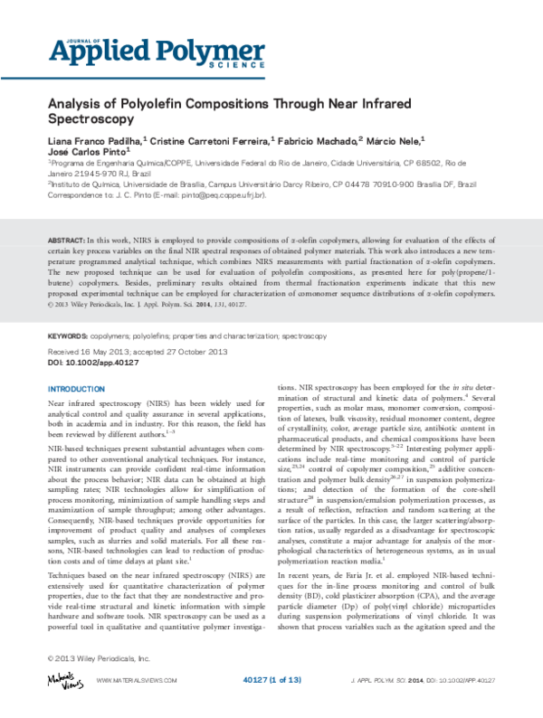 (PDF) Analysis of polyolefin compositions through near infrared ...