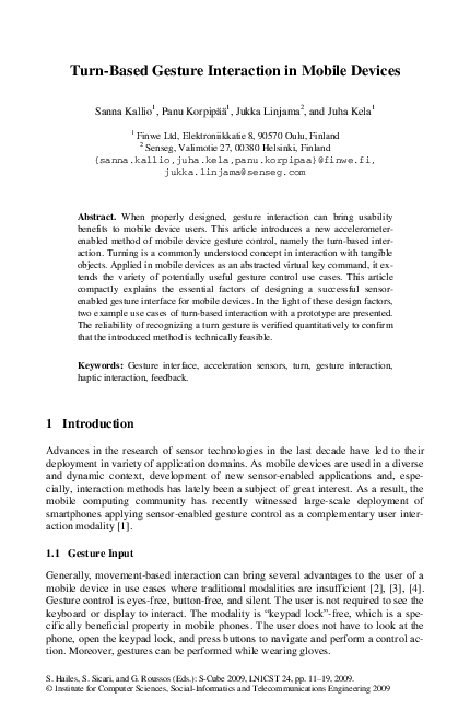 (PDF) Turn-Based Gesture Interaction in Mobile Devices | Juha Kela - Academia.edu
