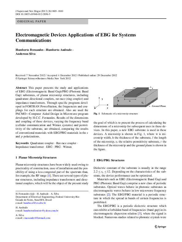 (PDF) Electromagnetic Devices Applications of EBG for Systems ...