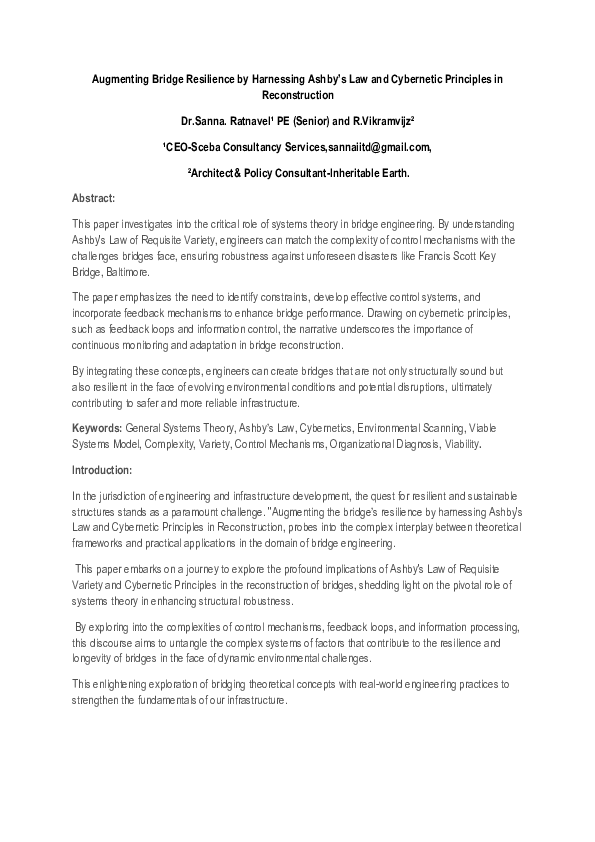 (PDF) Augmenting Bridge Resilience by Harnessing Ashby's Law and ...