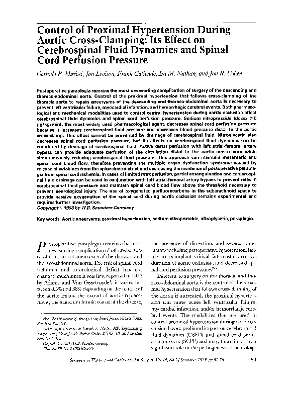 (PDF) Control of Proximal Hypertension During Aortic Cross-Clamping ...