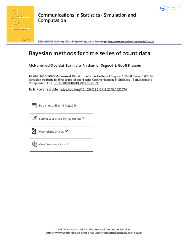 (PDF) Bayesian methods for time series of count data