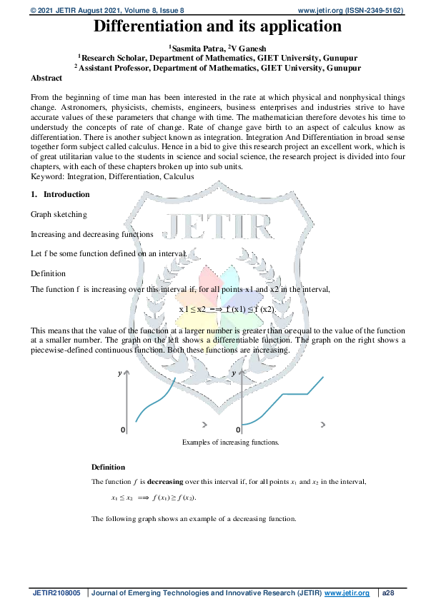(PDF) Differentiation and its application