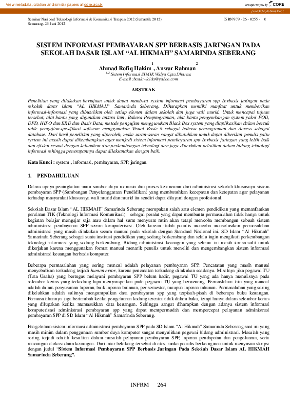 (PDF) Sistem Informasi Pembayaran SPP Berbasis Jaringan Pada Sekolah Dasar Islam “Al Hikmah ...
