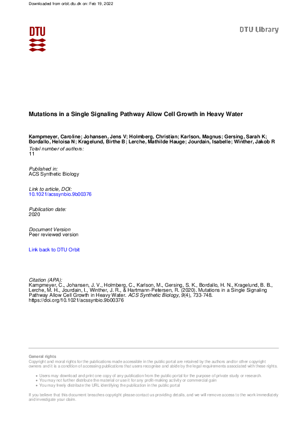(PDF) Mutations in a Single Signaling Pathway Allow Cell Growth in ...