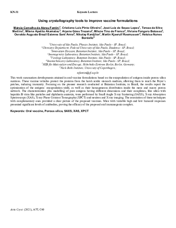 (PDF) Using crystallography tools to improve vaccine formulations ...