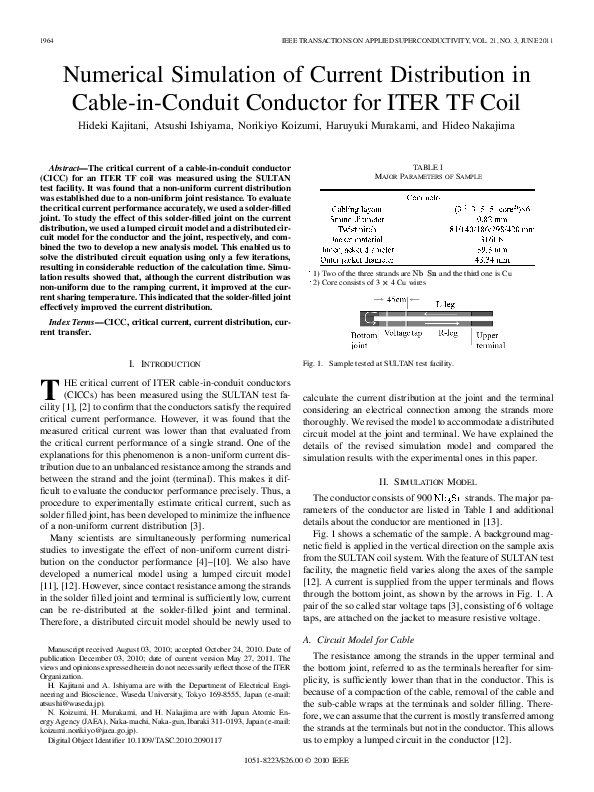 (PDF) Numerical Simulation of Current Distribution in Cable-in-Conduit ...