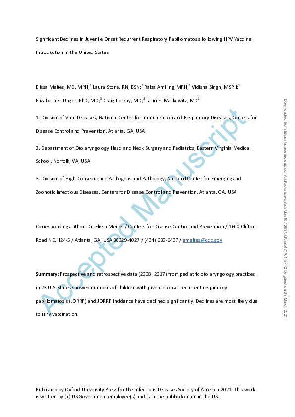 (PDF) Significant Declines in Juvenile-onset Recurrent Respiratory ...