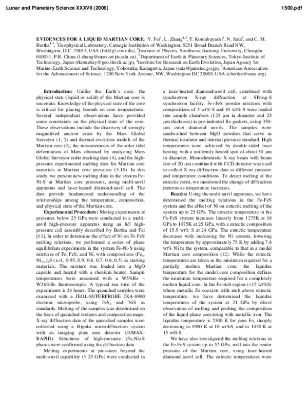 (PDF) Evidences for a Liquid Martian Core