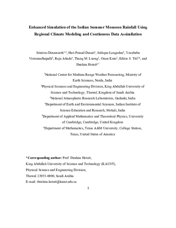 (PDF) Enhanced Simulation of the Indian Summer Monsoon Rainfall Using ...