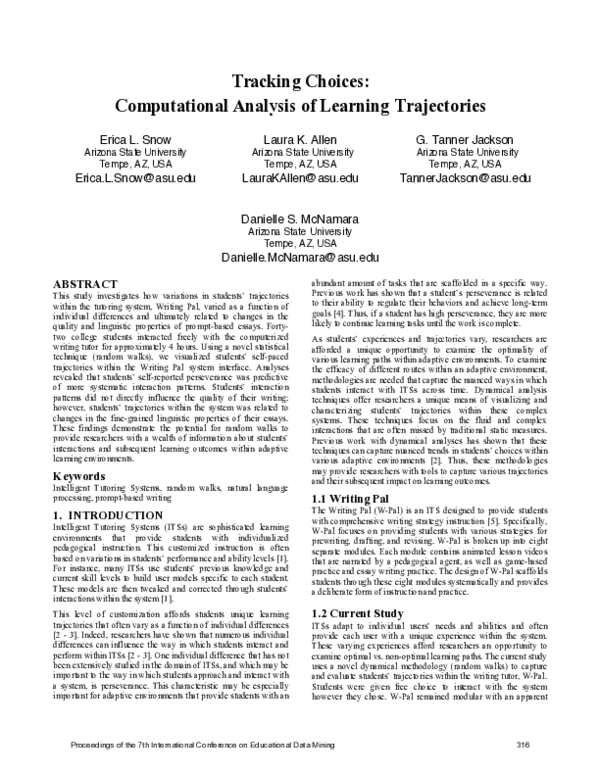 (PDF) Tracking choices: Computational analysis of learning trajectories