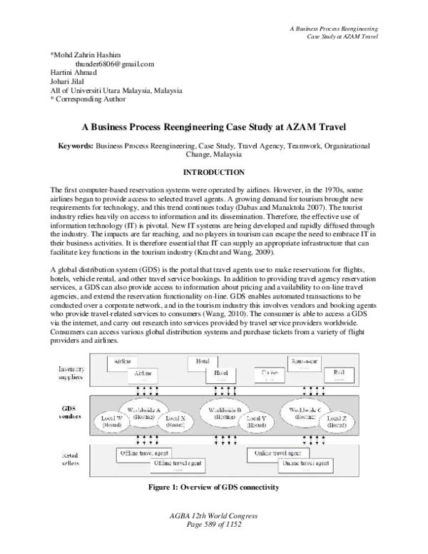 (PDF) A business process reengineering case study at AZAM Travel