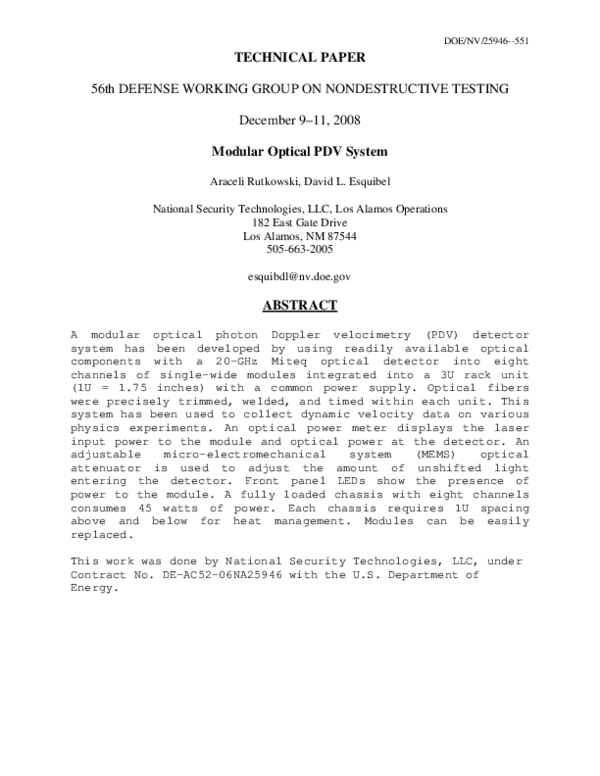 (PDF) Modular Optical PDV System