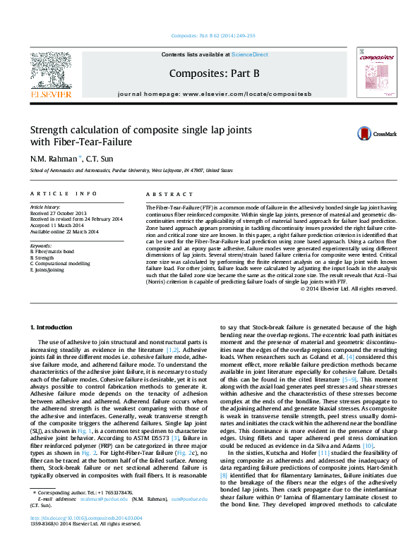 (PDF) Strength calculation of composite single lap joints with Fiber ...