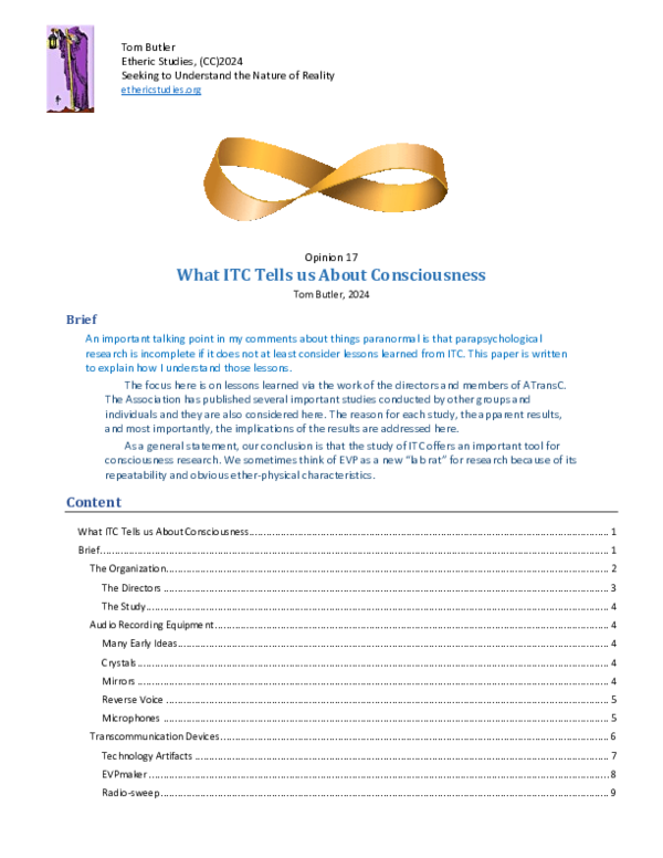 (PDF) What ITC Tells us About Consciousness