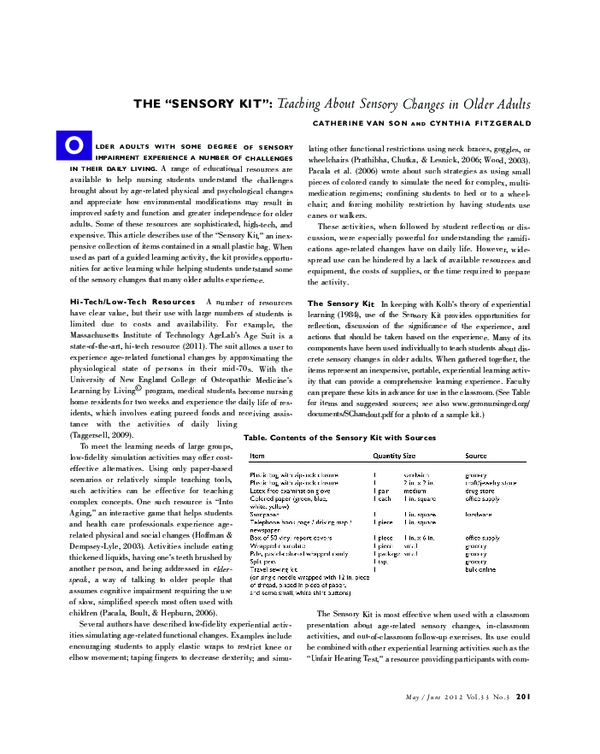 (PDF) THE “SENSORY KIT”:Teaching About Sensory Changes in Older Adults ...