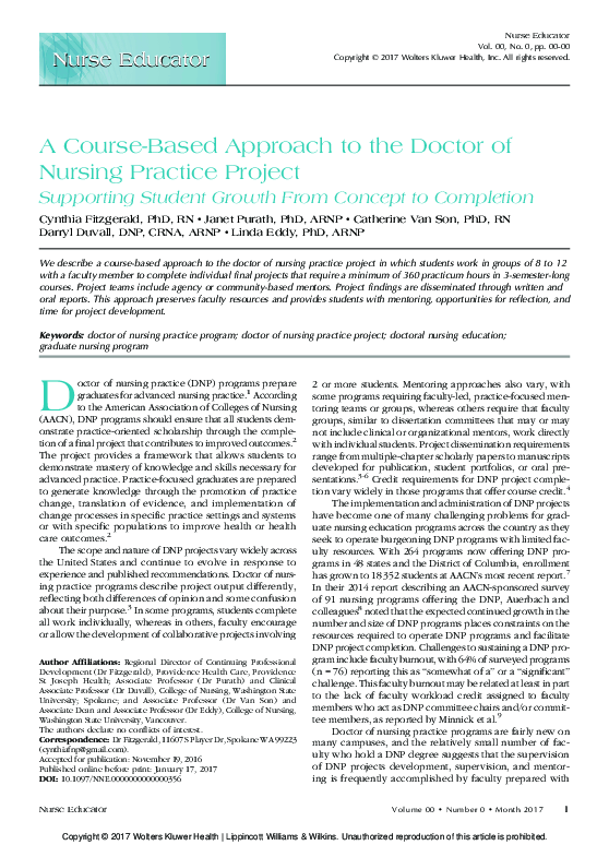 (PDF) Course-Based Doctor of Nursing Practice Projects