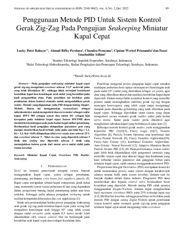 (PDF) Penggunaan Metode PID Untuk Sistem Kontrol Gerak Zig-Zag Pada Pengujian Seakeeping ...