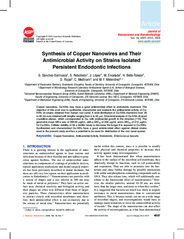 (PDF) Synthesis of Copper Nanowires and Their Antimicrobial Activity on ...