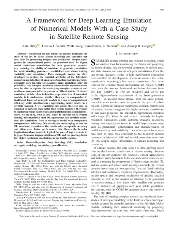 (PDF) A Framework for Deep Learning Emulation of Numerical Models With a Case Study in Satellite ...