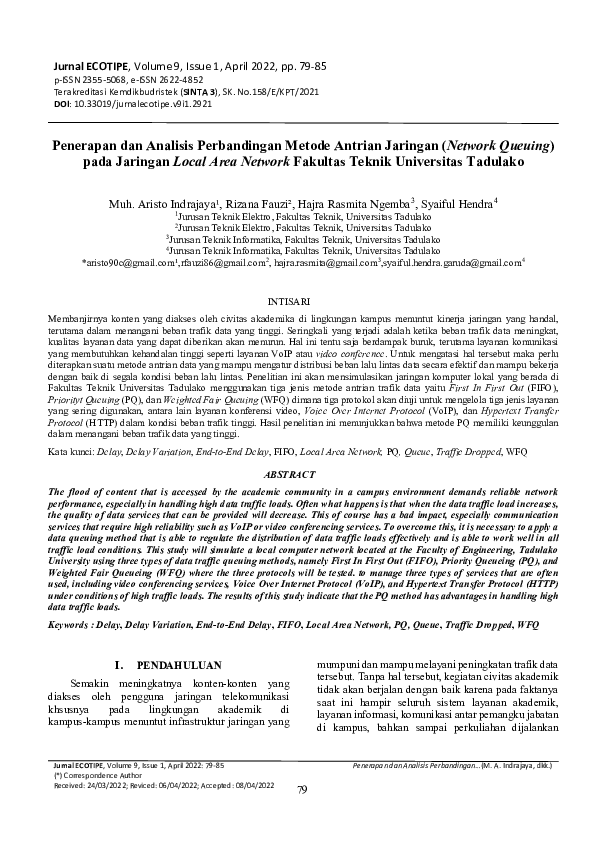 (PDF) Penerapan dan Analisis Perbandingan Metode Antrian Jaringan (Network Queuing) Pada ...