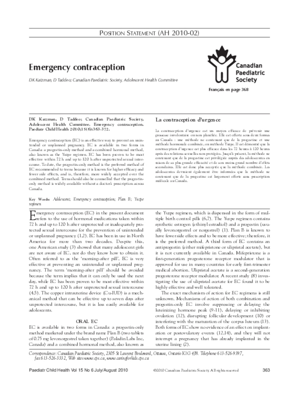 (PDF) Emergency contraception