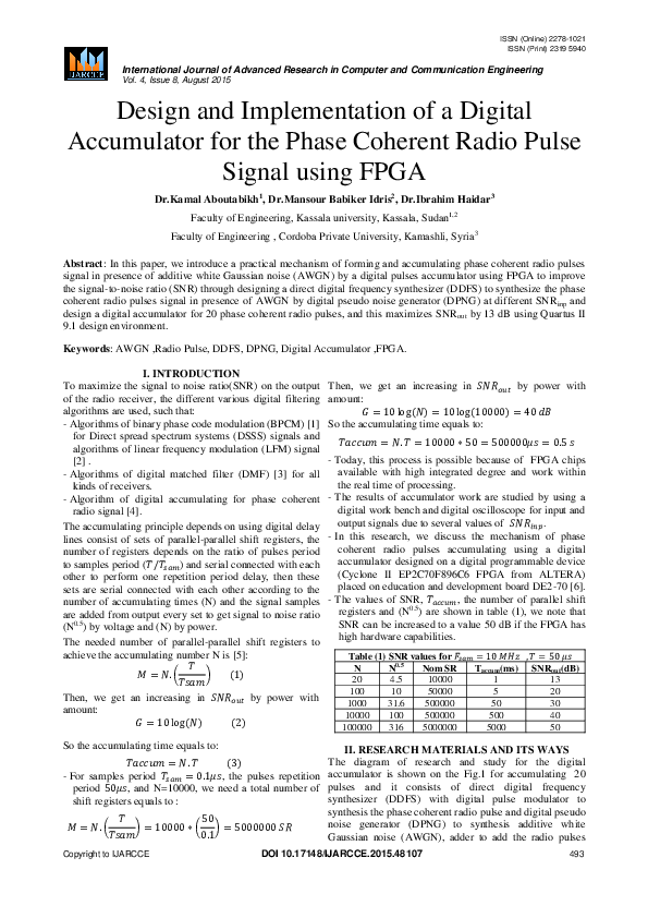 (PDF) Design and Implementation of a Digital Accumulator for the Phase Coherent Radio Pulse ...