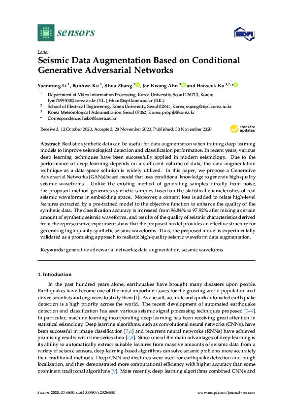 Pdf Seismic Data Augmentation Based On Conditional Generative Adversarial Networks