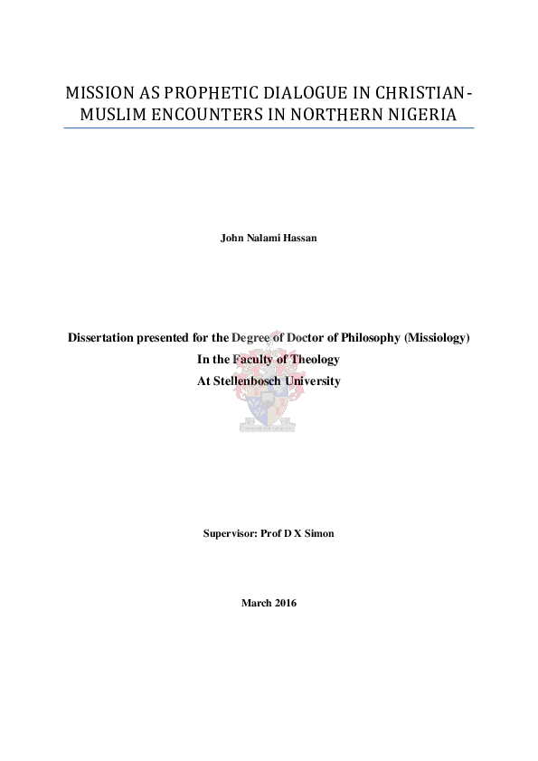(PDF) Mission as prophetic dialogue in Christian-Muslim encounters in ...