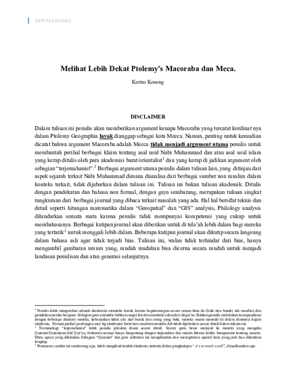 (PDF) Melihat Lebih Dekat Ptolemy's Macoraba dan Meca