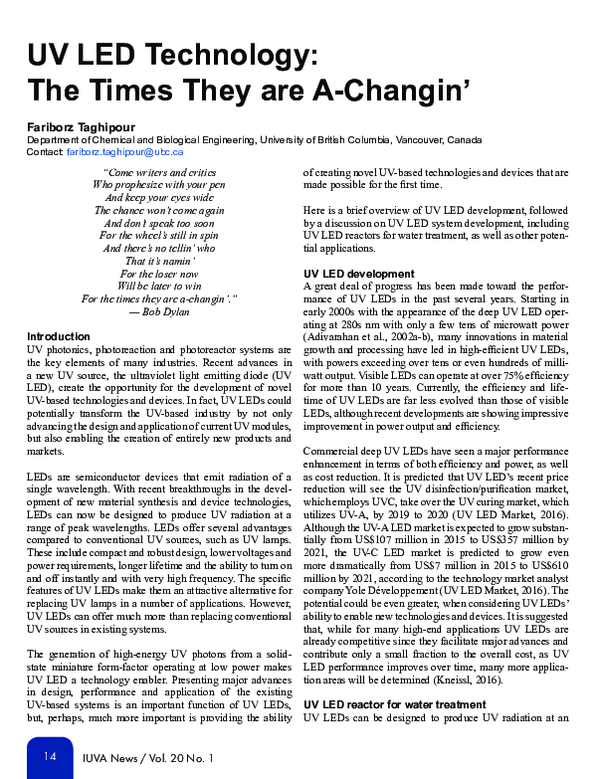 (PDF) UV LED Technology : The Times They are A-Changin