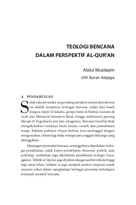 (PDF) Teologi Bencana Dalam Perspektif Al-Qur’An