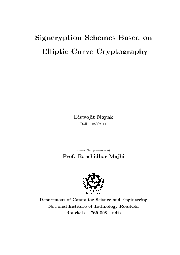 (PDF) Signcryption schemes based on elliptic curve cryptography