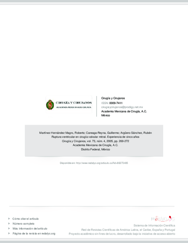 (PDF) [Ventricular rupture in mitral valve surgery. Five-year experience]